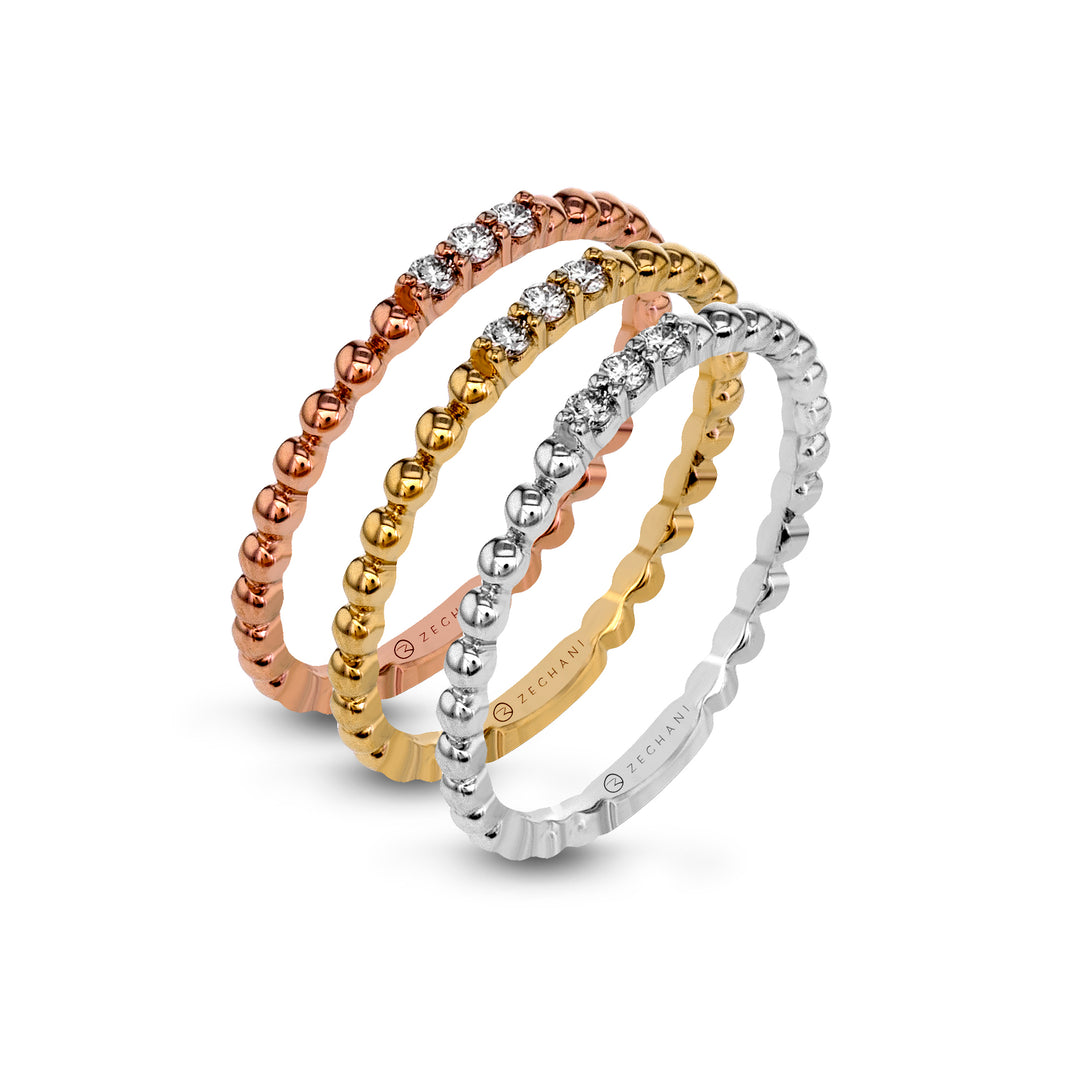14k Gold Three-Tone .18ct Diamond Stackable Rings – Nespoli Jewelers